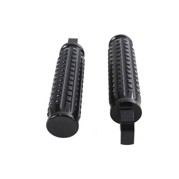 V-TWIN 品番 27-1771 Black Grained Style Footpeg Set Wyatt Gatling    Vツイン お取寄せ品