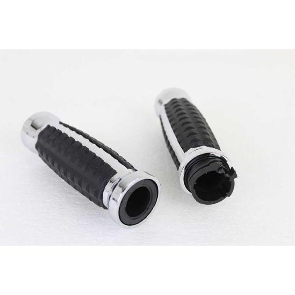 V-TWIN 品番 28-0009 Alligator Style Throttle By Wire Grip Set Chrome Wyatt Gatling    Vツイン お取寄せ品