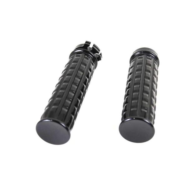 V-TWIN 品番 28-0662 Black Grained Style Handlebar Grip Set V-Twin    Vツイン お取寄せ品