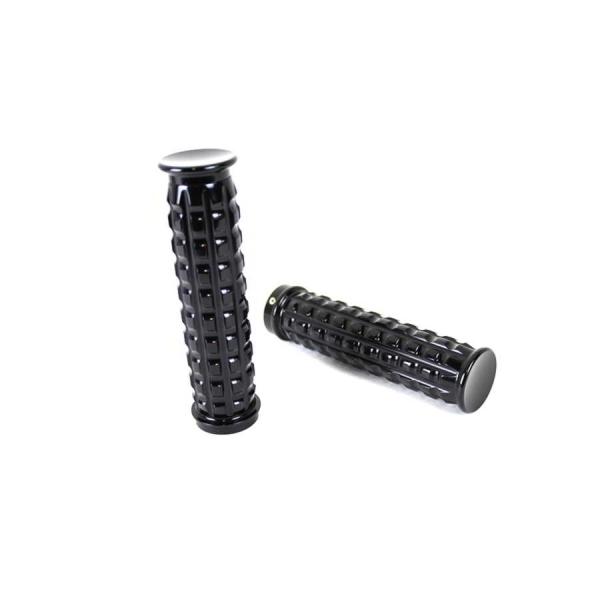 V-TWIN 品番 28-0663 Black Grained Style Handlebar Grip Set V-Twin    Vツイン お取寄せ品