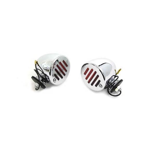 V-TWIN 品番 33-0753 Chrome Shielded Bullet Marker Lamp Set with Red lens Wyatt Gatling    Vツイン お取寄せ品