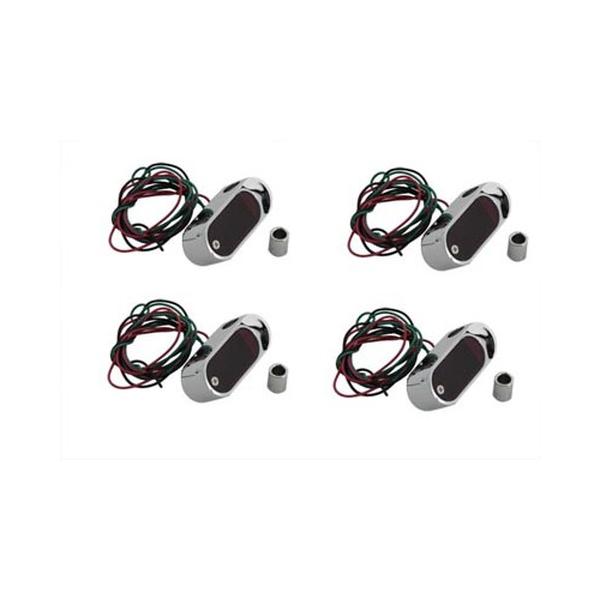 V-TWIN 品番 33-0827 Chrome Mini Marker Lamp Set LED with Red Lens Wyatt Gatling    Vツイン お取寄せ品