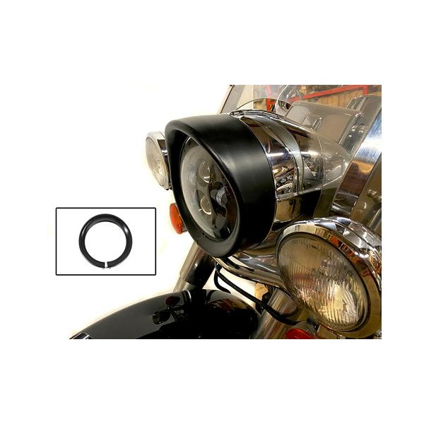 V-TWIN 品番 33-1112 Outer Headlamp Black Frenched Trim Ring with Visor Wyatt Gatling 61400293   Vツイン お取寄せ品