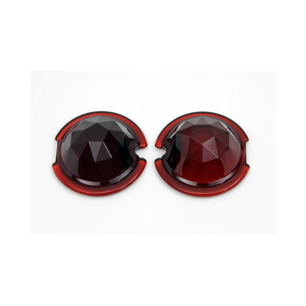 V-TWIN 品番 33-1128 Tail Lamp Glass Lens Set Faceted Red Wyatt Gatling    Vツイン お取寄せ品