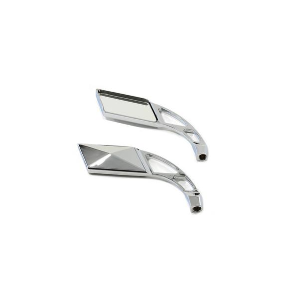 V-TWIN 品番 34-0346 Parallelogram Mirror Set with Billet Slotted Stem Chrome Wyatt Gatling    Vツイン お取寄せ品