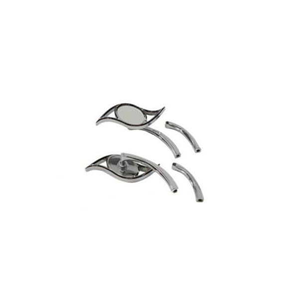 V-TWIN 品番 34-0768 Villain Mirror Set with Curved Stems Chrome Wyatt Gatling    Vツイン お取寄せ品