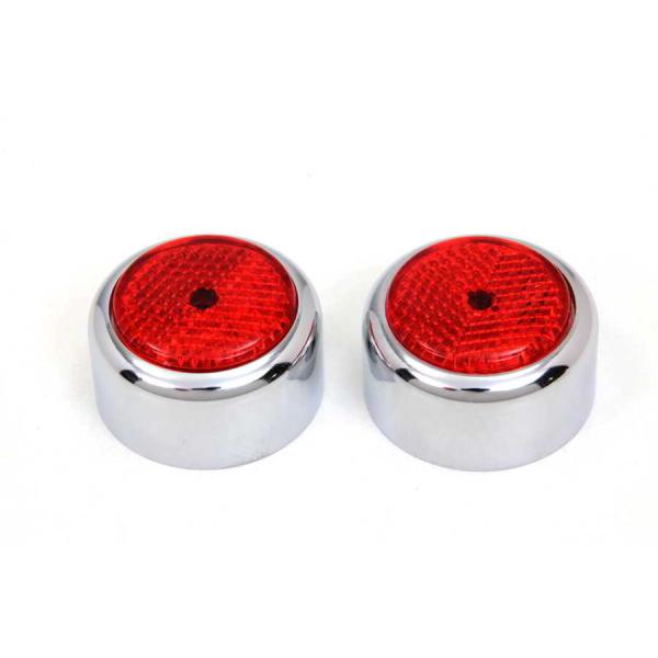 V-TWIN 品番 8940-2 Swingarm Pivot Bolt Cover with Red Reflectors Colony    Vツイン お取寄せ品