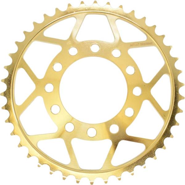 バイクパーツ カスタム 駆動系 スプロケット ザム XAM ・X.A.M社独自設計のライトニングホールと特殊メッキによりクラシックなスプロケットが誕生しました。・強度に優れる鋼鉄材料を使用し、耐久性を向上。鋼鉄の持つ高強度に着目し、大胆な肉...