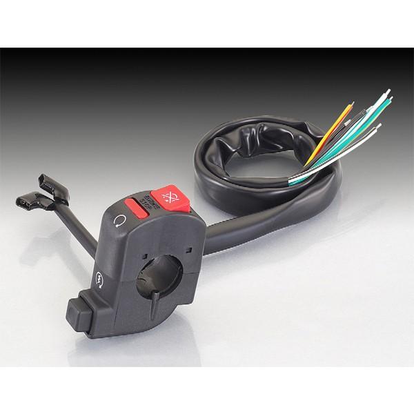 品番：756-9001100汎用のキルスイッチとセルスイッチが一体となったスイッチユニットです。スロットルホルダー一体型スイッチをハイスロットルに交換する場合に便利です。○スイッチサイズ前後長×高さ×幅：45×58×22（mm）○ハーネス長...