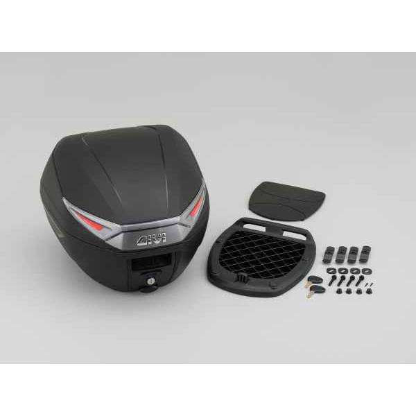 ヘルメットが1つ入るコンパクトサイズ、小型スクーターに最適です。プッシュダウンクローズシステム採用。・重量(ベース込み)：2.6kg・奥行×幅×高さ：外側 - 394×420×301(mm)　　　　　　　　　内寸 - 320×340×285...