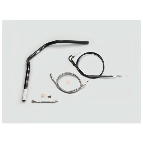 品番：H031-070Bカラー ： ブラックハンドルと必要なケーブル＆ホースSET※ハンドル穴開け加工が必要付属 ： スロットルケーブル・クラッチホース・ブレーキホース※別途 サイドキャップ(内径φ18mm)が必要【適合車種】CB1100R...