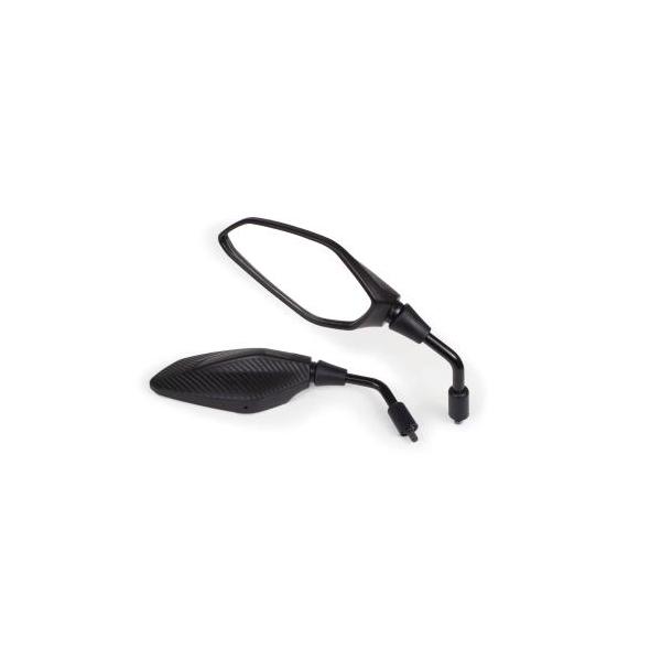 【適合車種・ネジ仕様】汎用ミラー（主にヤマハ車向け）。右側M8逆ネジ・左側M8正ネジに対応。SP武川確認済：シグナスX、シグナスグリファス、AXIS Treet、AXIS Z、JOG125、GEAR各車。【ワイド＆広角視界】鏡面サイズをワイ...