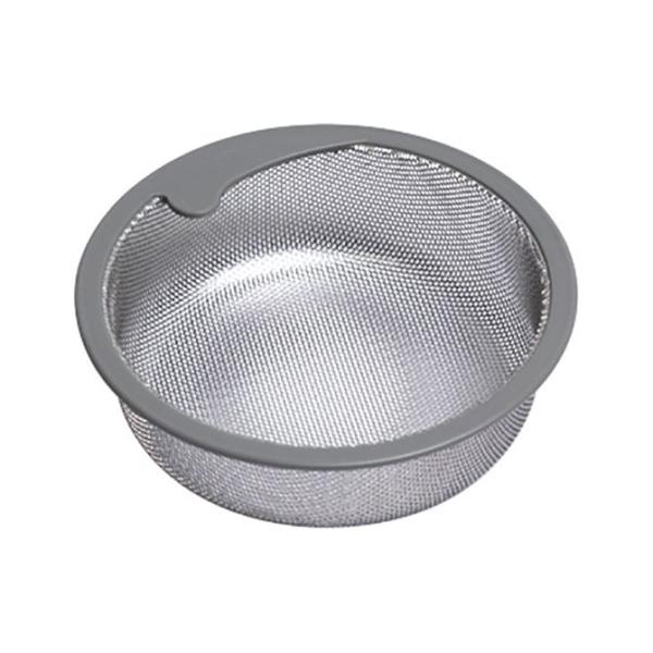 キッチン排水口のカゴです。カゴのサイズは、幅144mm×高さ46.5mmです。排水口のサイズを十分ご確認ください。【仕様】●材質：ステンレス／ポリプロピレン樹脂（ふち部分）●サイズ：排水口径144mm（カゴ径123.8mm）×高さ46.5mm