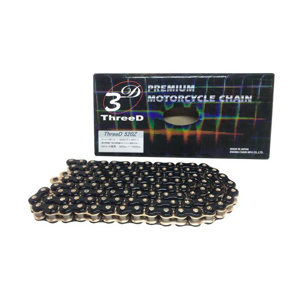 メーカー品番：520Z(BK/GP)-120L-MLJカラー：ブラック/ゴールドタイプ：シールチェーン(QX2リング)単位：1本セット内容/付属品：付属ジョイント：MLJ(カシメジョイント)