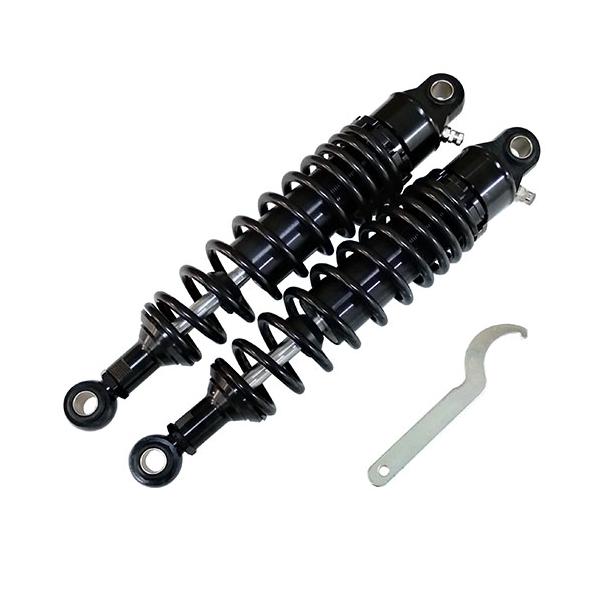 適合車種：SR400｜SR500カラー：ブラック商品サイズ：上下アダプタ径：上14mm、下14mm単位：1セットセット内容/付属品：リアショック本体×2、スプリング調整用レンチ×1