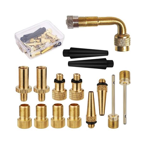 カラー：ゴールド単位：1セット(15点入)セット内容/付属品：仏式→米式変換バルブ：4PCS 英式→米式変換バルブ：2PCS 米式→英式変換バルブ：2PCS ボールポンプニードル：2PCS ブラックコーンアダプター：2PCS プラスチックノ...