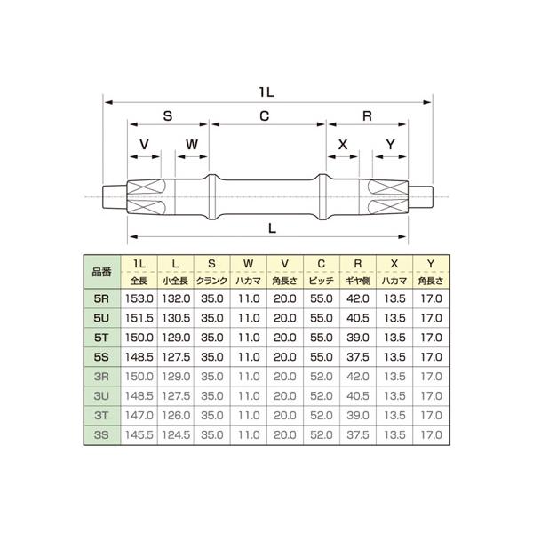 商品サイズ：全長148.5mm ギヤ側40.5mm ピッチ：52mm単位：1個