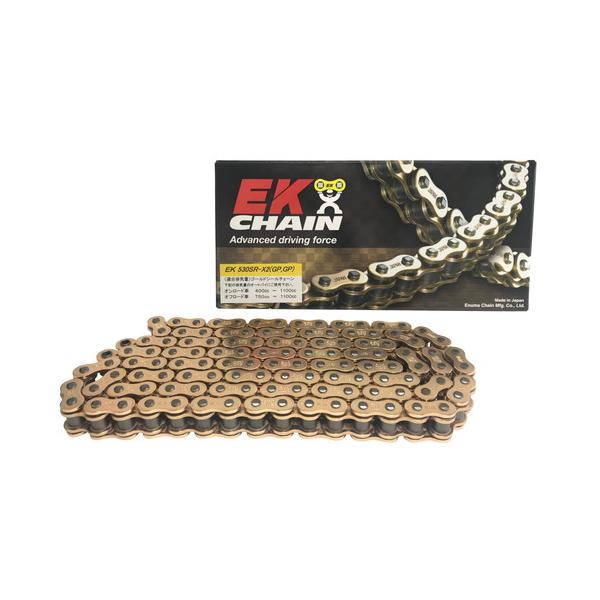 メーカー品番：530SRX2(GP/GP)-110L-MLJカラー：ゴールドタイプ：シールチェーン(QXリング)単位：1本セット内容/付属品：付属ジョイント：MLJ(カシメジョイント)