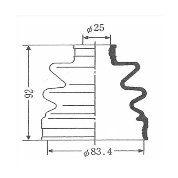 メーカー品番：600-00121タイプ：非分割式商品サイズ：高さ(ミリ)：92.0、小径(ミリ)：25.0、大径(ミリ)：83.4単位：1個