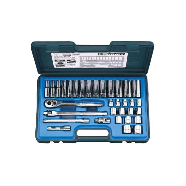 メーカー品番：EA617CC-54単位：1セットセット内容/付属品：33点セット ソケット及びディープソケット(6角)：8・9・10・11・12・13・14・15・16・17・18・19・21・22mm ラチェットハンドル：202mm スピ...