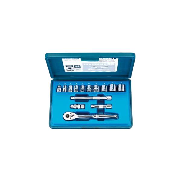 メーカー品番：EA617CC-50単位：1セットセット内容/付属品：14点セット ソケット(6角)：8・10・11・12・13・14・17・19・21・22mm エクステンションバー：75mm・150mm ラチェットハンドル：202mm ユ...