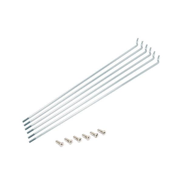 カラー：クロームタイプ：鉄/CP単位：1セット(6本入)セット内容/付属品：スポーク×6本 付属品：#13真鍮ニップル×6個