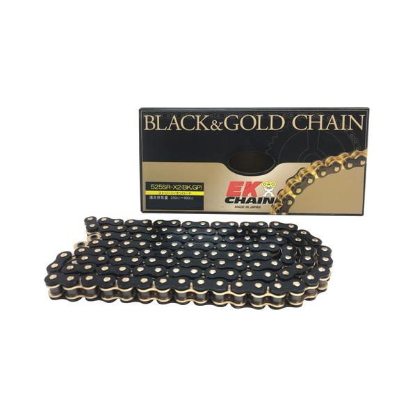 メーカー品番：525SRX2(BK/GP)-112L-MLJカラー：ブラック/ゴールドタイプ：シールチェーン(QXリング)単位：1本セット内容/付属品：付属ジョイント：MLJ(カシメジョイント)