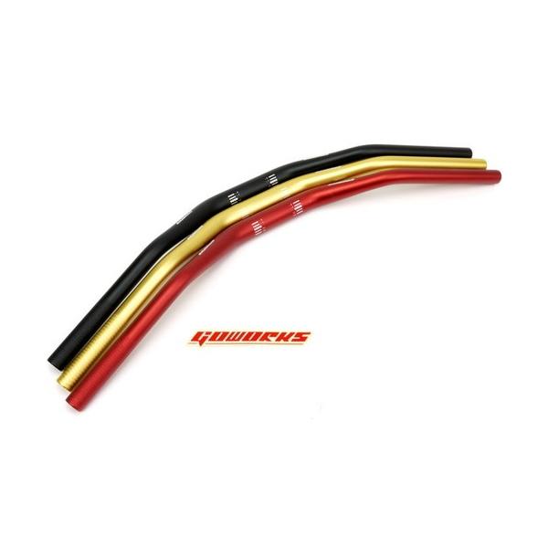 メーカー品番：TA-GOW-HL001RDカラー：レッド商品サイズ：W=680mm、H=85mm、センター部φ28.6mm×100mm.、グリップ部φ22.2mm(バーエンド部内径φ17mm）単位：1個