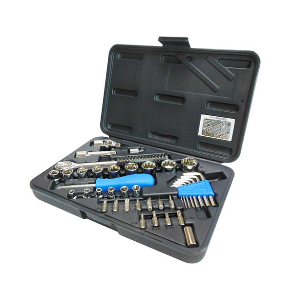 メーカー品番：KS-40単位：1セットセット内容/付属品：ソケット(差込角：9.5mm)： 10/11/12/13/14/15/17/19/21mm ソケット(差込角：6.3mm)：4.5/5/5.5/6/7/8mm ラチェットハンドル(差...