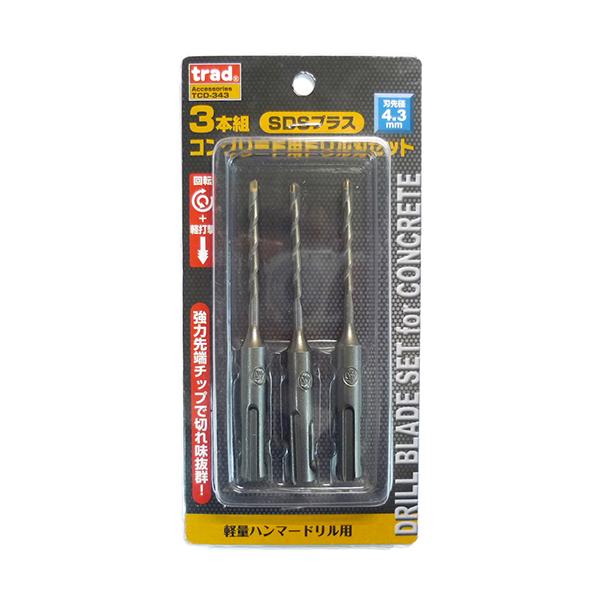 メーカー品番：TCD-343商品サイズ：刃径：4.3mm 全長：110mm 有効長：60mm シャンク径：10mm単位：1パック(3本入)セット内容/付属品：4.3mm×3本