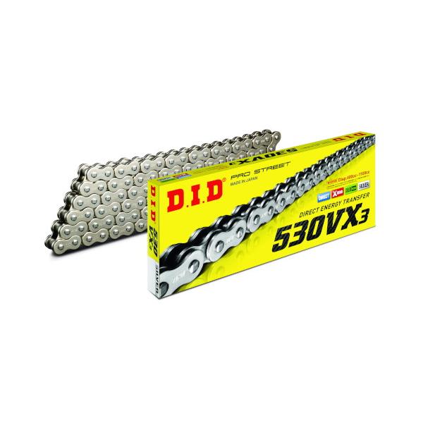 メーカー品番：DID530VX3-100FJ S&amp;Sカラー：シルバータイプ：シールチェーン(Xリング)単位：1本セット内容/付属品：付属ジョイント：軽圧入クリップジョイント(FJ)