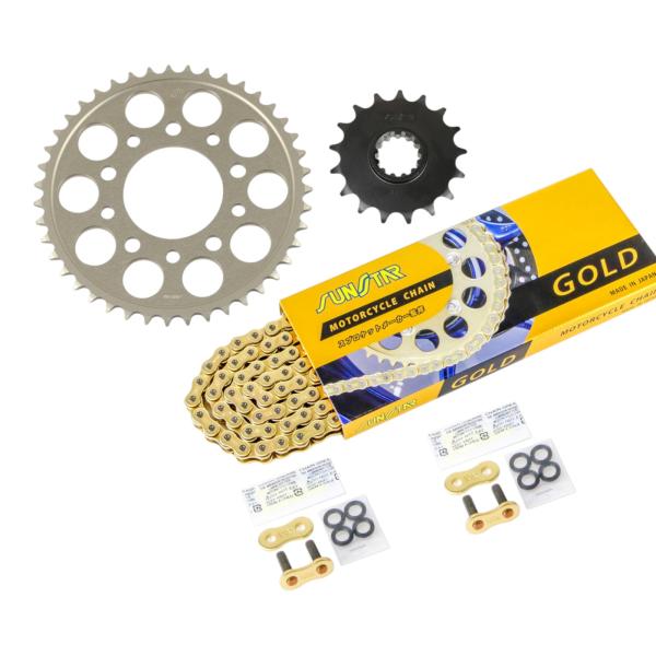 メーカー品番：KS45013適合車種：CB1000 SUPER FOUR T2[94-97]カラー：ゴールドタイプ：MT駆動系単位：1セット(3点入)セット内容/付属品：【セット内容】 フロント品番：410-17(17T) リア品番：RH-...