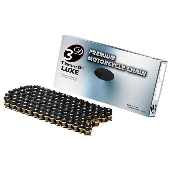 メーカー品番：525L(BK/GP)-110L-MLJカラー：ブラック/ゴールドタイプ：シールチェーン(NXリング)単位：1本セット内容/付属品：付属ジョイント：MLJ(カシメジョイント)