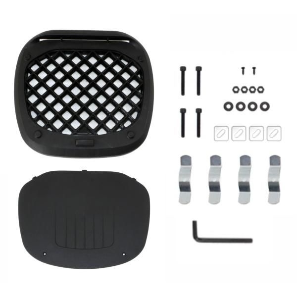 タイプ：ベースプレート商品サイズ：縦27×横30×厚さ2cm単位：1セットセット内容/付属品：ベースプレート本体×1、カバー×1、取付ボルト×4、汎用キャリア固定用ブラケット×4、四角ワッシャー×4、丸ワッシャ×4、ナット×4、ビス×2、レ...