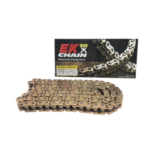 メーカー品番：530ZVX3(GP/GP)-120L-MLJカラー：ゴールドタイプ：シールチェーン(NXリング)単位：1本セット内容/付属品：付属ジョイント：MLJ(カシメジョイント)