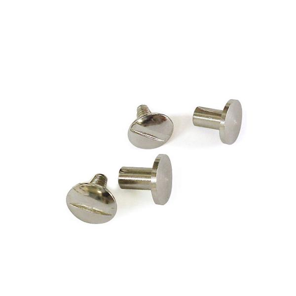 頭9mm×軸の太さ4mmネジ式のビスです。長さ8mmですので、取り付ける厚み8mmから9mm以下のものにどうぞ。真鍮製の本体にニッケル鍍金、黒ニッケル鍍金、本金鍍金の3種類の異なる鍍金をご用意しています。ネジ式ですので、何度でも取外して使う...