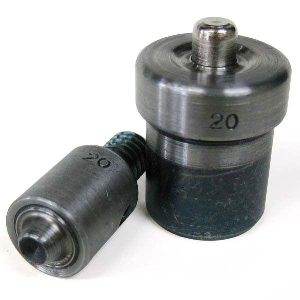 7mm径のハトメ「アイレット20」をハンドプレス機で打つための治具パーツとなります。お持ちのハンドプレス機にとりつけて、アイレット20を取付けることができます。裏面は「アイレットリング」と呼ばれるきれいなドーナッツ上のリングができる「丸潰し...