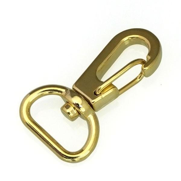 幅15mm対応ナスカン。亜鉛合金の本体表面に本物の金をメッキとしてかけて仕上げたゴールド色タイプです。接続部分が回転リングになっておりアクセサリー金具、キーホルダー雑貨にお使いいただけます。