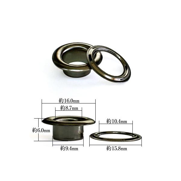 9mm径のハトメ「アイレット23」座金付きタイプです。専用の工具でとりつけることで裏面が丸く、リング状にして留めて仕上げることができますので、アイレットリングとも呼ばれます。高さ6mmですので、合計厚み3mmまでのものを目安にお取付けくださ...