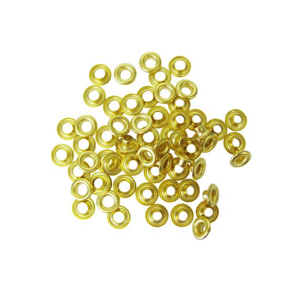 裏も表も全く同じように仕上がる、内径3mmの両面ハトメ200です。裏も表もドーナッツ状の立体的な輪ができるため、非常に存在感があります。取付後には直径3mm穴の周囲に約2mmのぷっくりした金属縁ができます。また本体の高さが4mmしかなく座金...