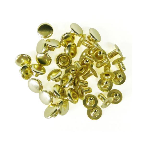 直径7mm片面カシメです。足の長さが短めなので、薄手の革や布にお勧め。真鍮製の本体に鍍金をかけて、シルバー、ブラック、アンティークの3色をご用意しました。ゴールド色は真鍮そのものの色を生かしたキリンス処理によるものです。製造加工すべて日本国...