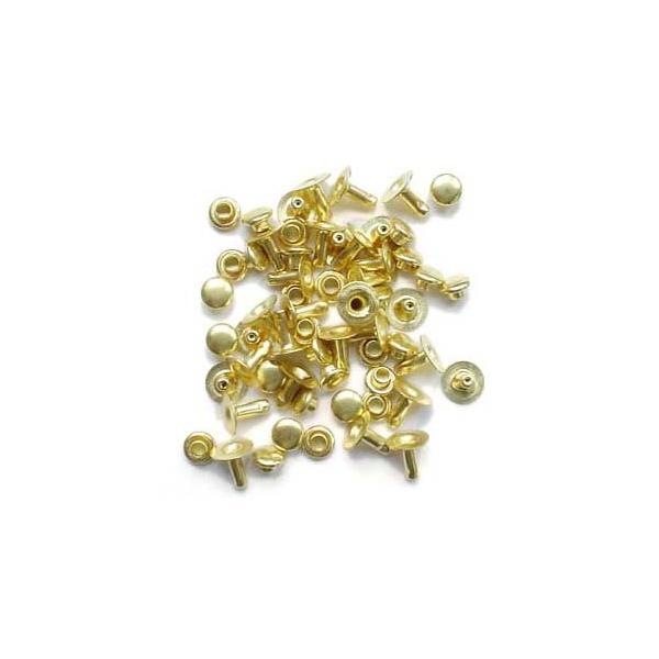 頭(メス)4.6mmの片面カシメ、厚いもの用です。足(オス)の長さが約6mmあるため、取付ける対象の厚み4mm以下のものにお使いいただけます。鉄さびの出ない、腐食に強い真鍮素材を採用。表面に加工を施して、シルバー、ゴールド、アンティーク、ブ...