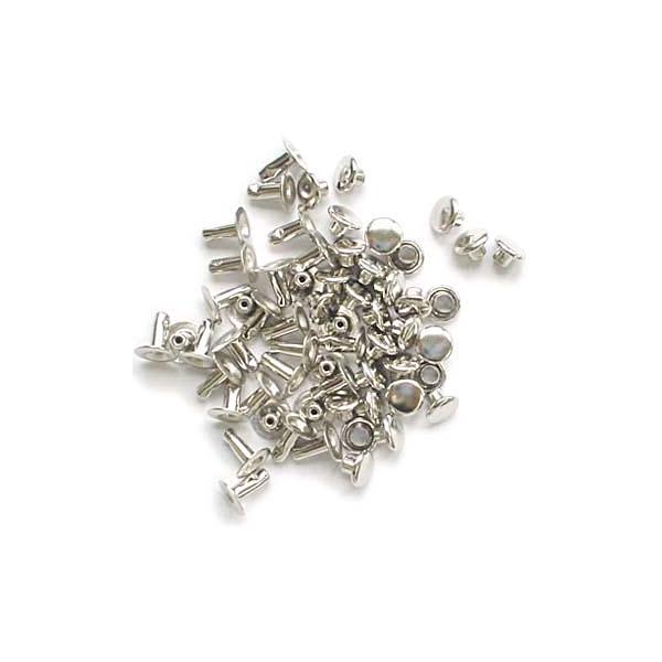 頭(メス)の直径6mm、足(オス)8.5mmの真鍮製の小カシメの足長です。真鍮製。片面タイプ。足軸径2.5mm。革や布の厚みが厚み6.5mmまでのものにお使いください。5mm以下の場合は足長タイプをご検討ください。