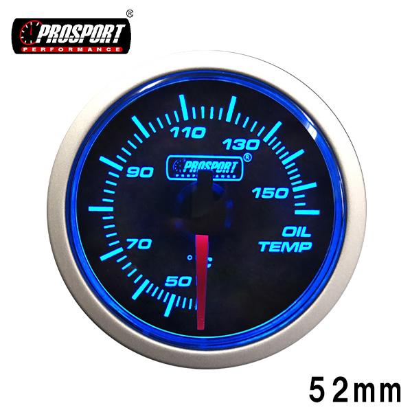 メーカー：PROSPORT（プロスポーツ）種類：油温メーターサイズ：52mm（2インチ）開発国：台湾イグニッションOFF時はブラックフェイス。イグニッションONで、文字盤が点灯します。バックライトカラー：ブルー※取扱い説明書は全て英語になっ...