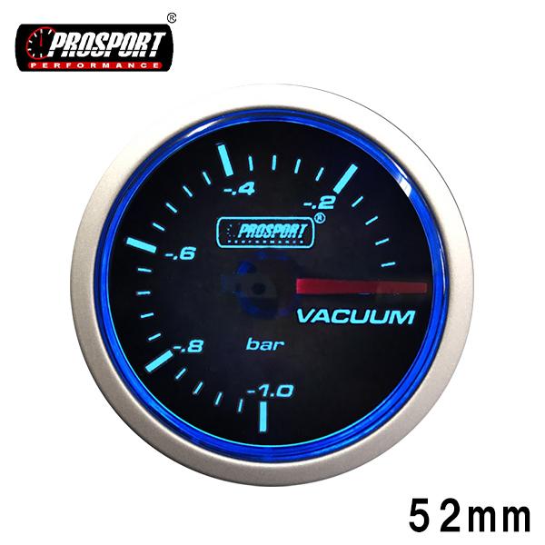メーカー：PROSPORT（プロスポーツ）種類：バキュームメーターサイズ：52mm（2インチ）開発国：台湾イグニッションOFF時はブラックフェイス。イグニッションONで、文字盤が点灯します。バックライトカラー：ブルー※取扱い説明書は全て英語...