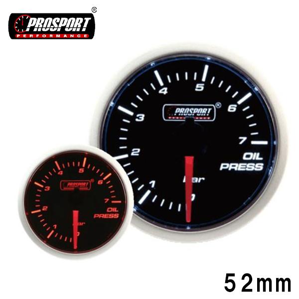 メーカー：PROSPORT種類：油圧メーターサイズ：52mm （2インチ）開発国：台湾イグニッションOFF時はブラックフェイス。イグニッションONで、文字盤が点灯します。配線方法により点灯色をアンバーかホワイトから選ぶ事が可能です。※取扱い...