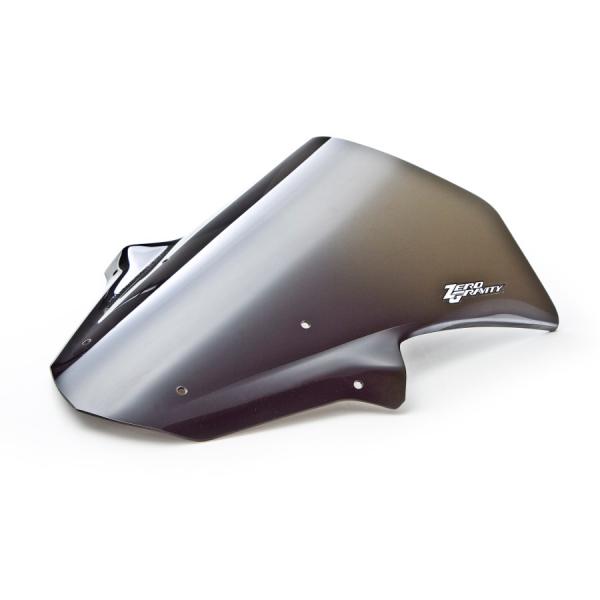 ◆適合車種GSXR1000(09-16)MOTOGPからアイデアを得て開発されたスクリーン。体を伏せたときに、スクリーンとヘルメットが一体化するように、スクリーン上部の一部がカットされています。