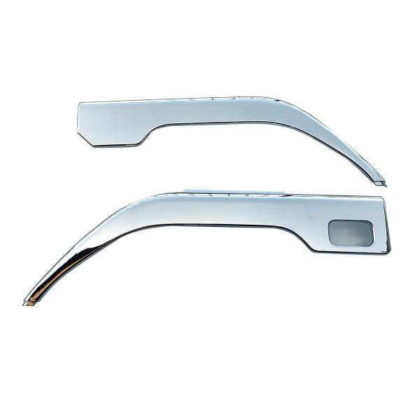 三菱ふそう NEW キャンター メッキ フェンダー ワイド 標準 低床用 ニューキャンター 左右 セットです。適合車種：三菱ふそう ２t NEWキャンター （H5.11〜H14.6 ） ワイド/標準低床用交換タイプ材 質：ABS樹脂 クロー...