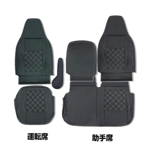 三菱ふそう ブルーテック キャンター ワイドシングル キャブ パンチング シートカバー 運転席 助手席です。素材：PVC適合車種：三菱ふそう ブルーテック キャンターワイドシングル キャブ（FEBなど）に装着可能2016(H28).5以降背...