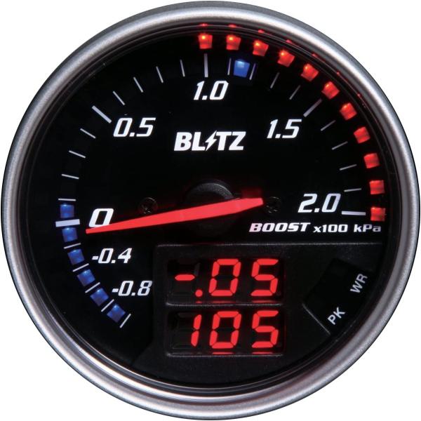 商品名：BLITZ FLD METER BOOST (ブーストセンサー有)特徴：ブースト面盤 φ74/-0.99〜2.0 ×100kPa商品コード：15201